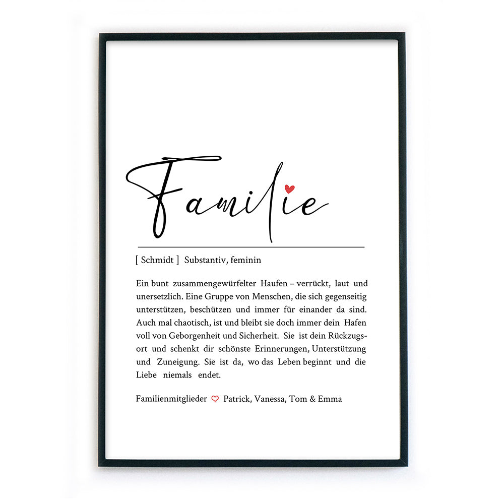Familie Definition Bild Personalisiert - Familienposter – 4one Pictures