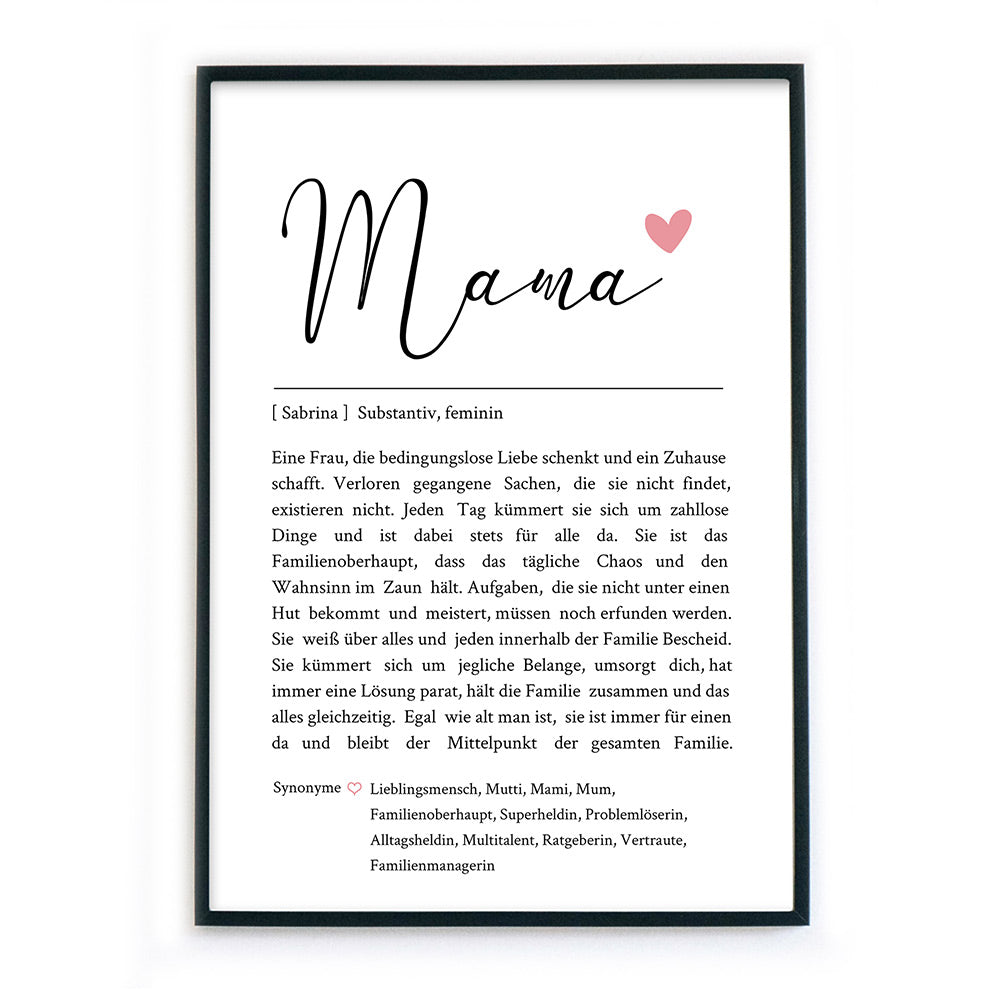 Mama Definition Poster Personalisiert - Geschenk zum Muttertag – 4one ...