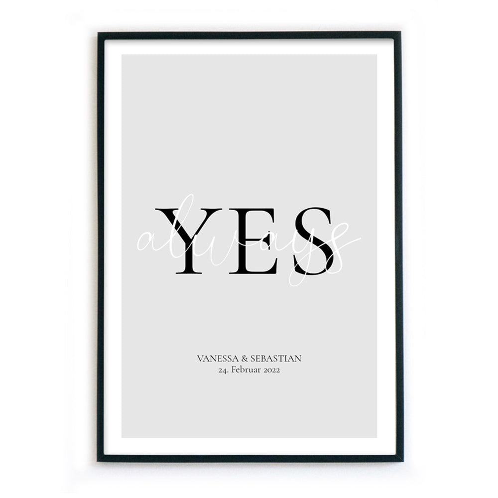 Always Yes Bild - Personalisiertes Poster für Paare zur Hochzeit – 4one ...